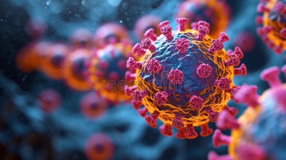 Rubella Virus Under a Microscope AI Generated Stock Illustration ...