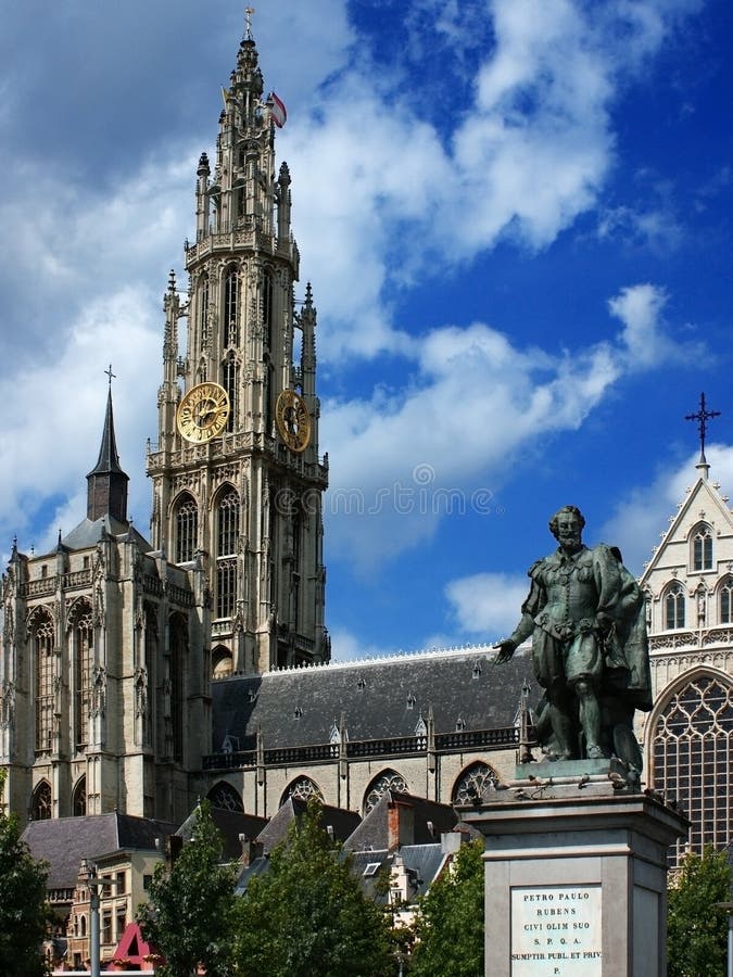 Rubens statue in Antwerp stock image. Image of construction - 52066193