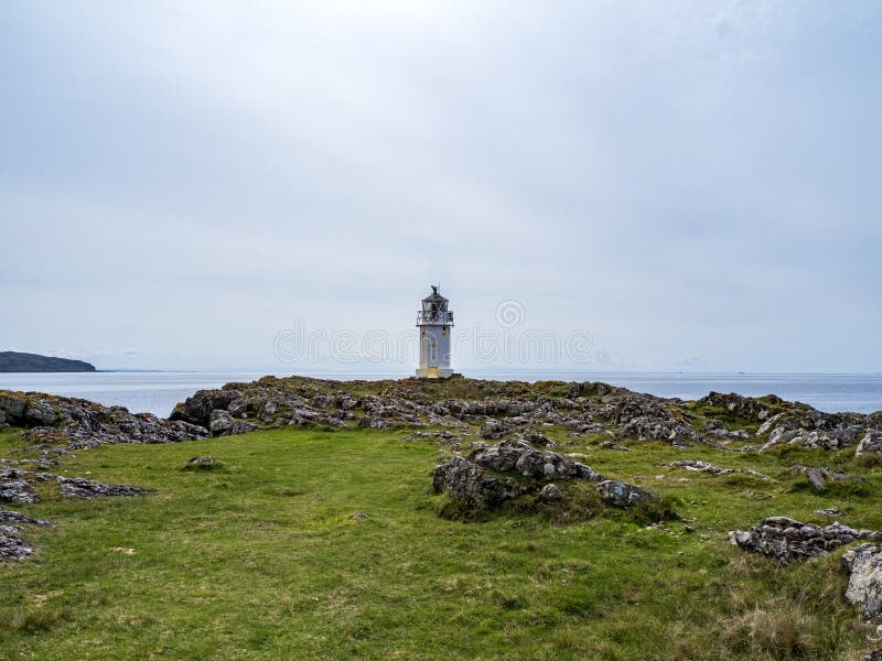 Rubh an Eun Lighthouse, Isle of Bute, Scotland Stock Image - Image of ...