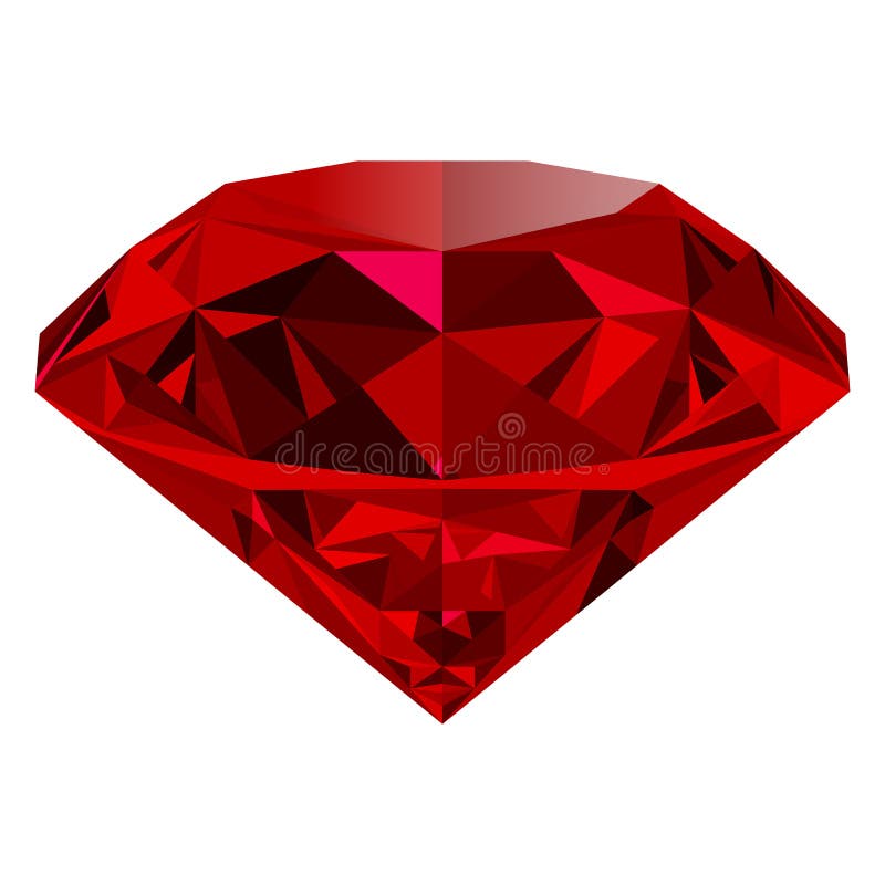 Gemstone Vermelho Do Rubi No Fundo Branco Ilustração Stock - Ilustração ...