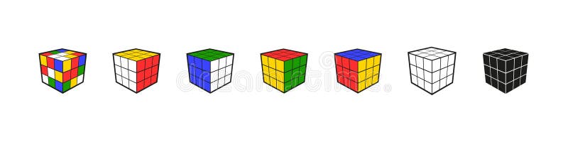 Rubic`s Cube Puzzle Problem Solving Set. Rubic Cubes Inteligence ...