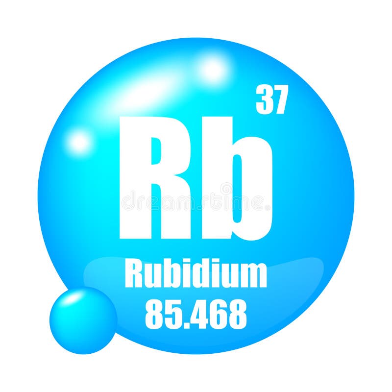 Rubidium Icon. Rb Chemical Element. Atomic Number 37. Mass 85.468. Blue ...