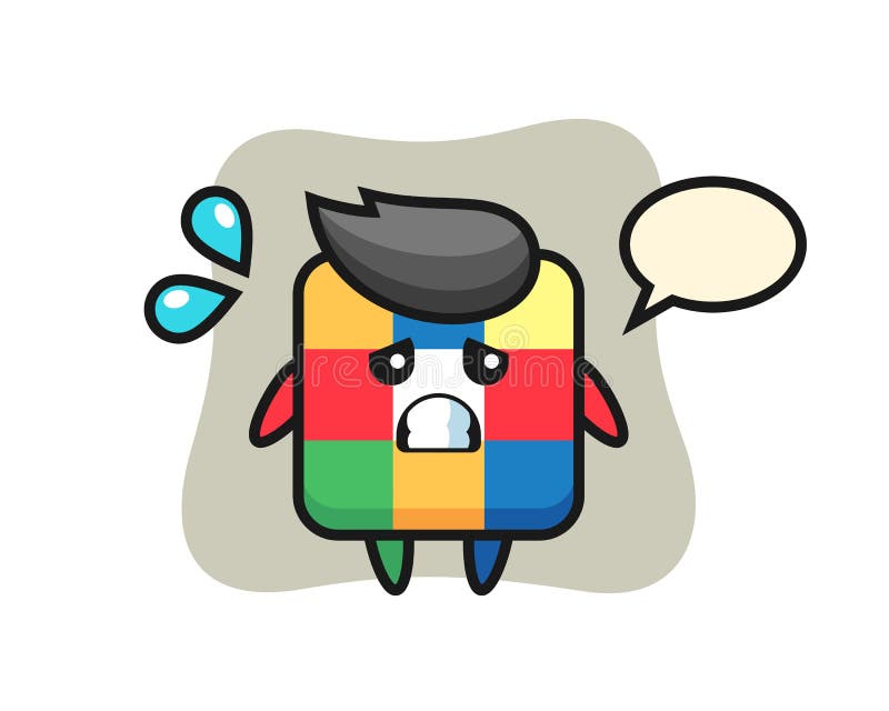 Rubik Cube Mascot Character with Afraid Gesture Stock Vector ...