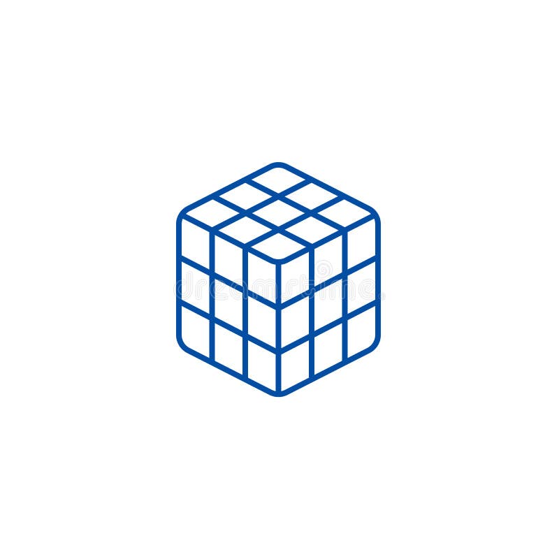Rubik Cube Line Icon Concept. Rubik Cube Flat Vector Symbol, Sign ...