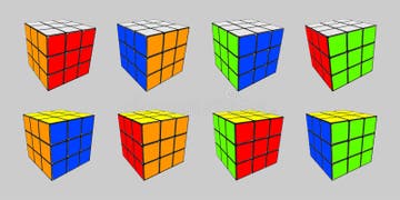 Rubik cube in 8 positions editorial stock image. Illustration of rubic ...