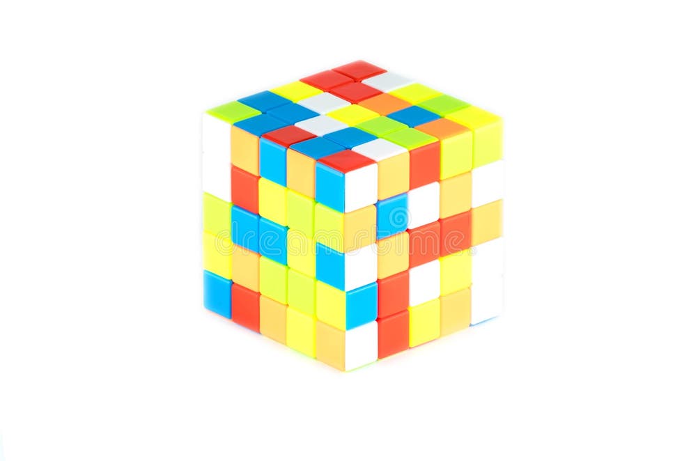 The Rubik`s Cube Five on Five on the White Background. the Solution ...