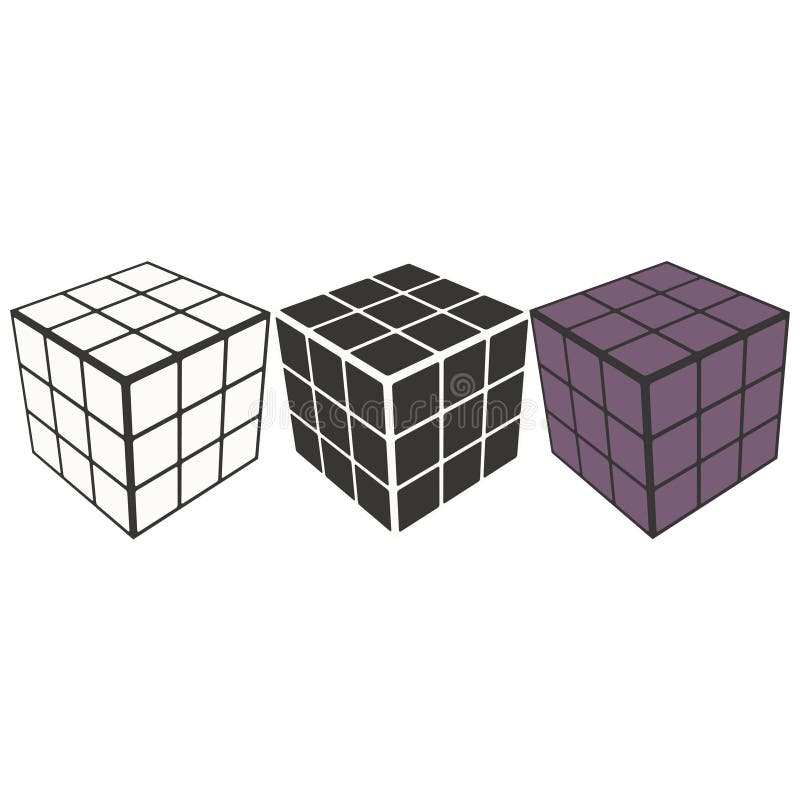 Rubik`s Cube Logo Design Icon, Vector Illustration. Geometric Sign ...