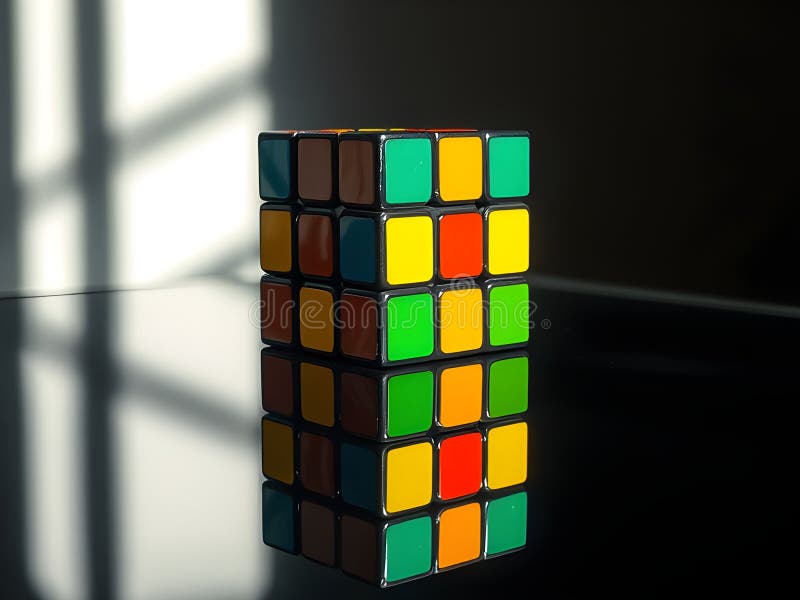 Rubik S Cube on a Reflective Surface Stock Illustration - Illustration ...