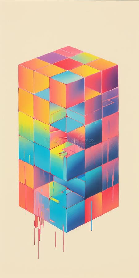 Vibrant 3d Cube Structure Dominates the Digital Art Scene Stock ...