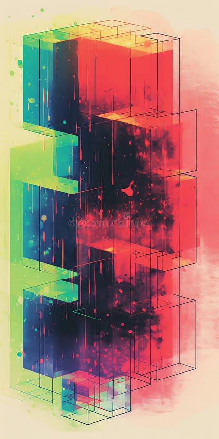 Vibrant Abstract Composition of Colorful Cubes with Intricate Patterns ...