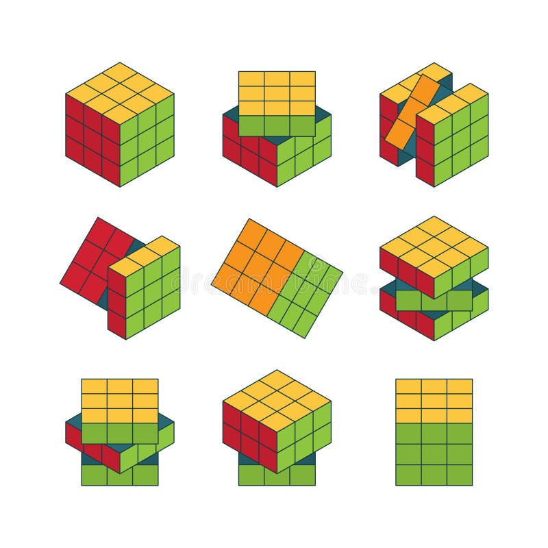 Isometric Color Cube Puzzle Stock Illustrations – 811 Isometric Color ...