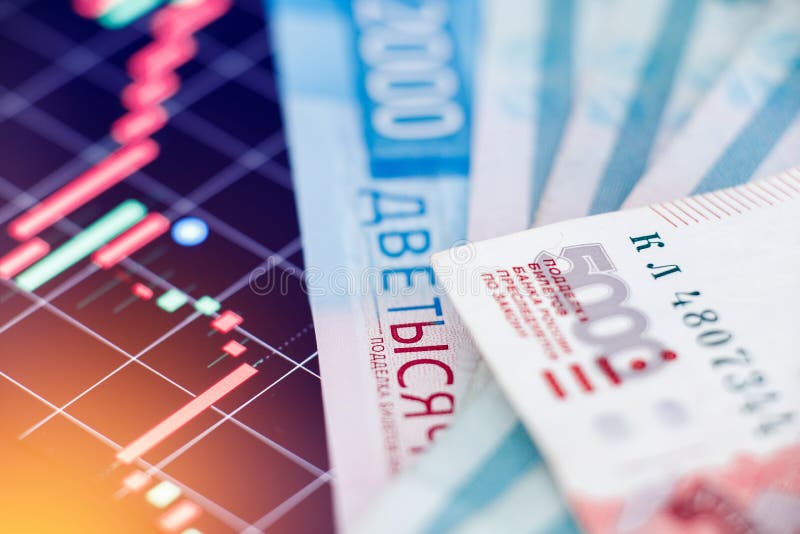 Ruble Exchange Rate Chart on International Stock Exchanges. Concept ... Ruble Exchange Rate Chart on International Stock Exchanges. Concept ...