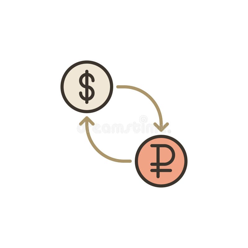 Ruble To Dollar Vector Currency Exchange Concept Colored Icon or Sign ...