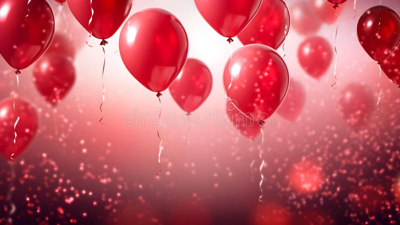 Ruby Balloons in Front of a Bokeh Background. Festive Template for ...