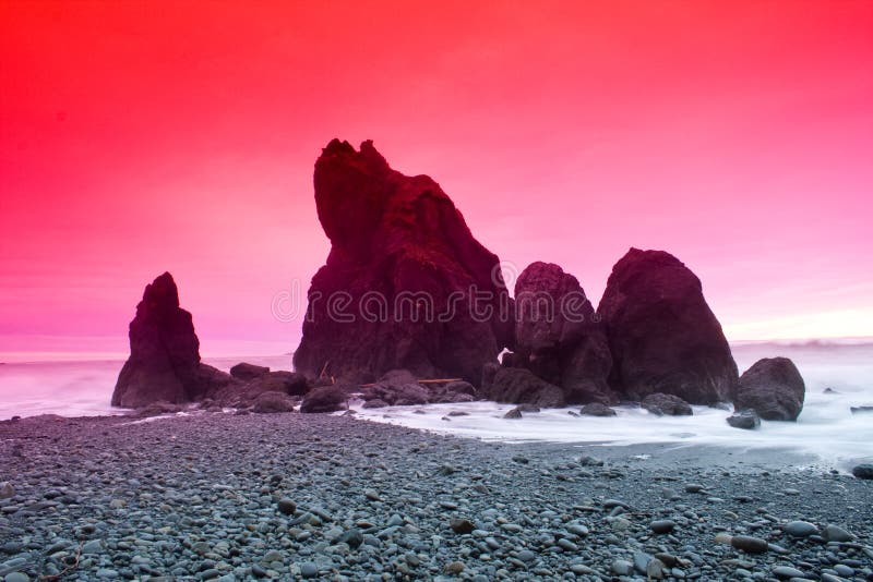 Ruby Beach stock image. Image of sunrise, dusk, ruby, stack - 8245221