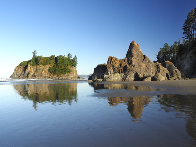 The Ruby Beach Sea Stacks Reflected at Low Tide Stock Image - Image of ...