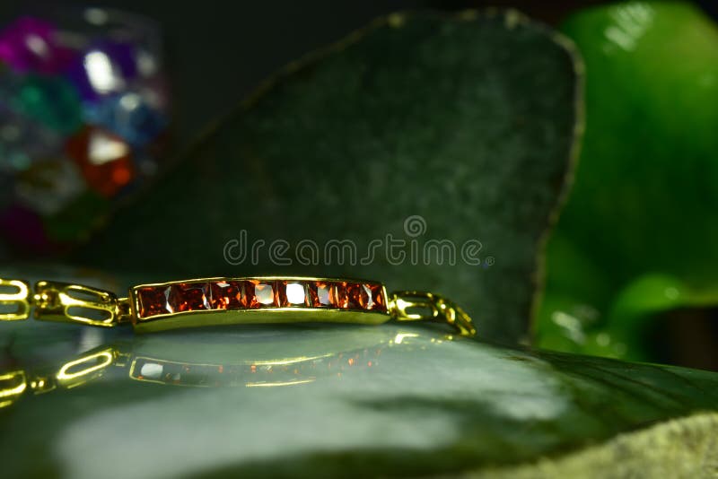 Ruby Bracelet is Genuine Gold and Decorated with Precious Stock Photo ...