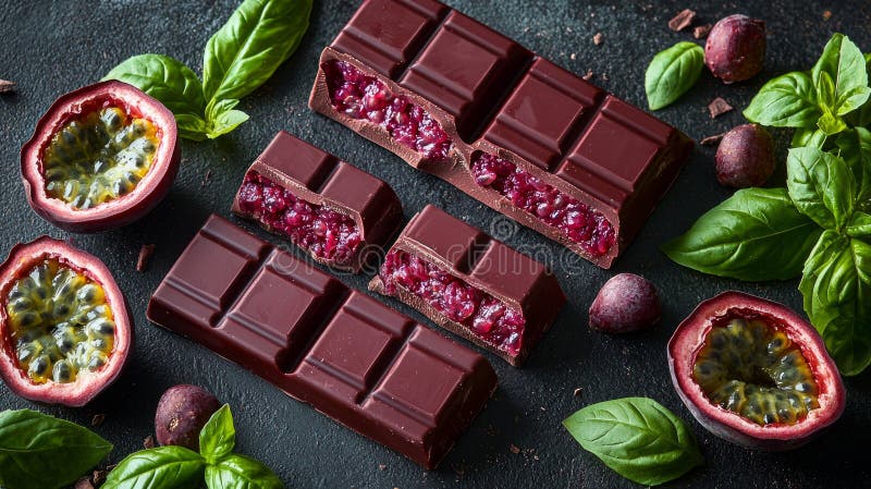 Ruby Chocolate Bar Filled Tangy Passionfruit and Aromatic Basil is ...