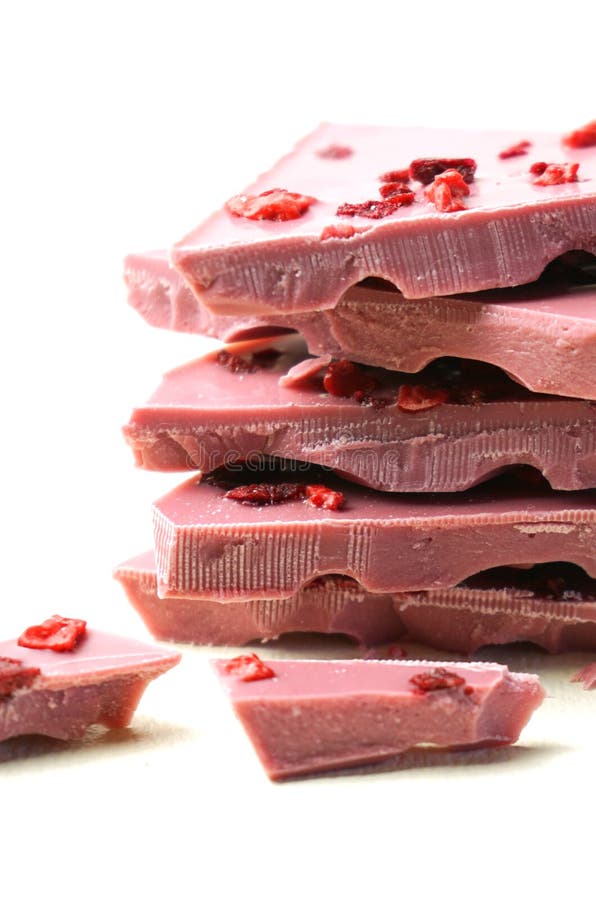 Ruby Chocolate Macro Close Up on White Background with Negative Copy ...