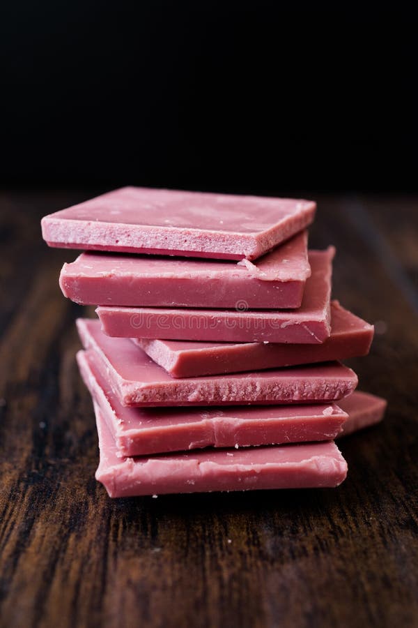 Ruby Chocolate Pieces. New Type of Processing Cocoa Beans Stock Image ...