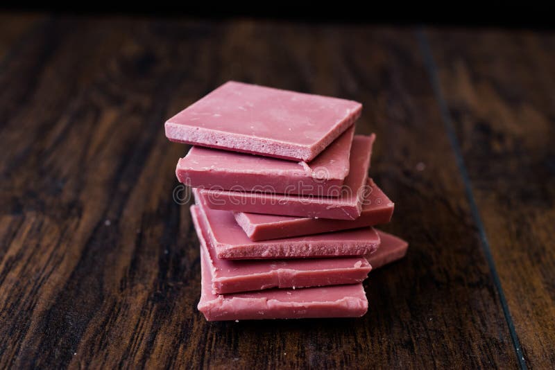 Ruby Chocolate Pieces. New Type of Processing Cocoa Beans Stock Image ...