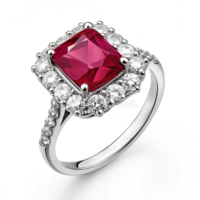 Ruby Cocktail Ring Isolated on White Background Stock Illustration - Illustration of ring ...