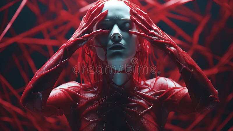 Hyper-realistic Sci-fi Artwork of a Ruby Creature in Shock Stock ...