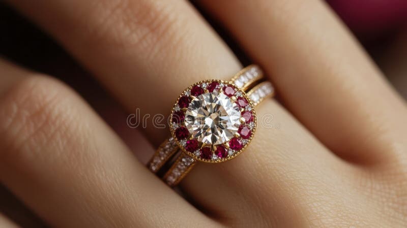 Ruby Diamond Engagement Ring Stock Image - Image of love, item: 375374099