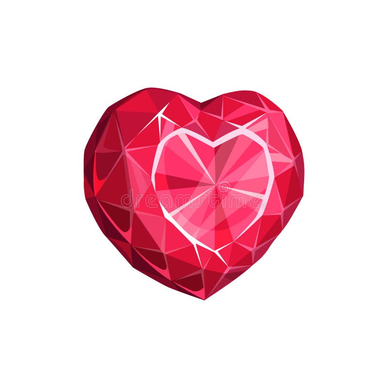 Ruby or Diamond Heart Shape Gemstone Stock Vector - Illustration of ...