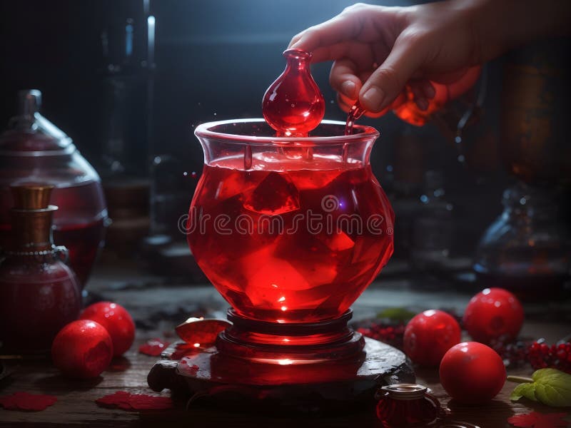 Ruby Elixir: a Vibrant Exploration of the Red Potion Stock Illustration ...