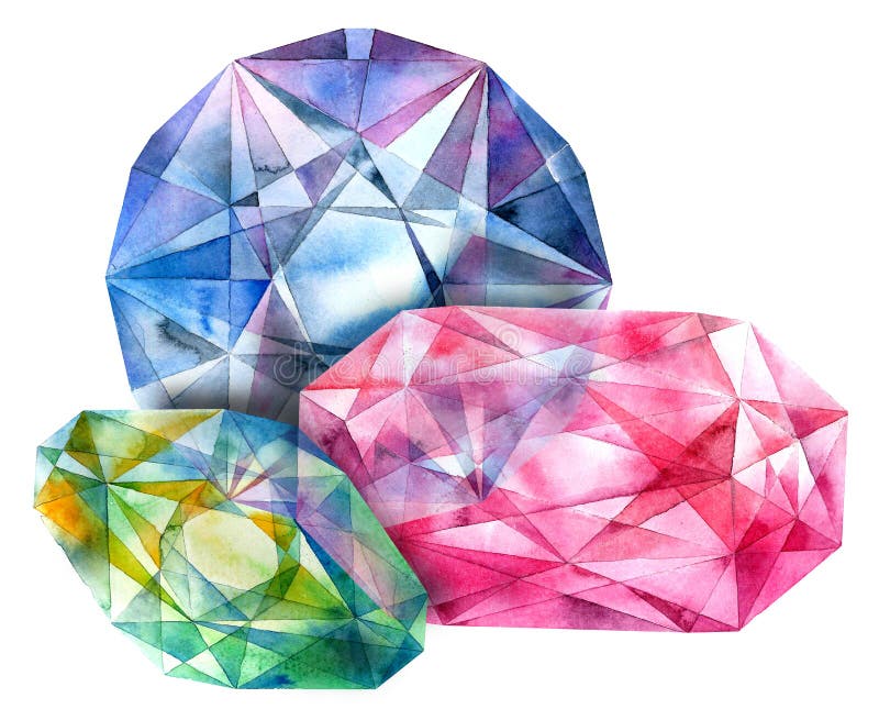 Ruby, emerald, diamond. stock illustration. Illustration of gemstone ...