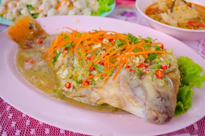 Ruby Fish Steamed with Lemon Stock Image - Image of style, diet: 64300825