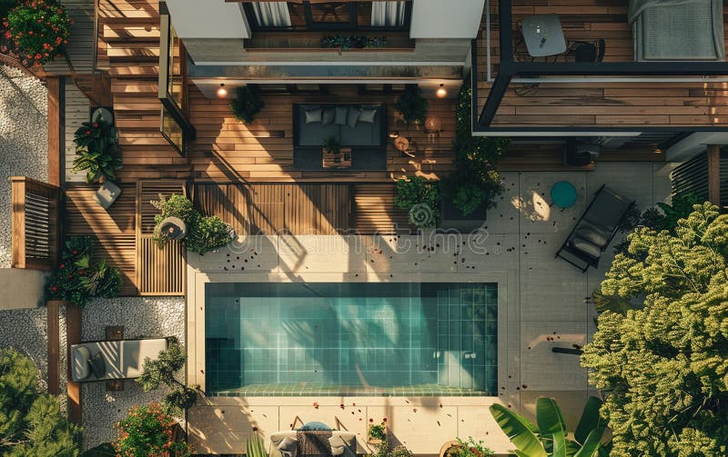 Ruby 2-Floor Modern House from Above -Generative Ai Stock Image - Image ...