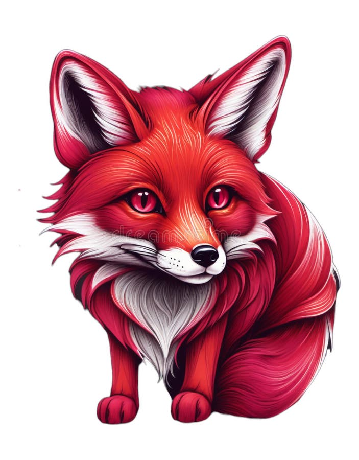 Ruby Fox Crayon Illustration Stock Illustration - Illustration of ...