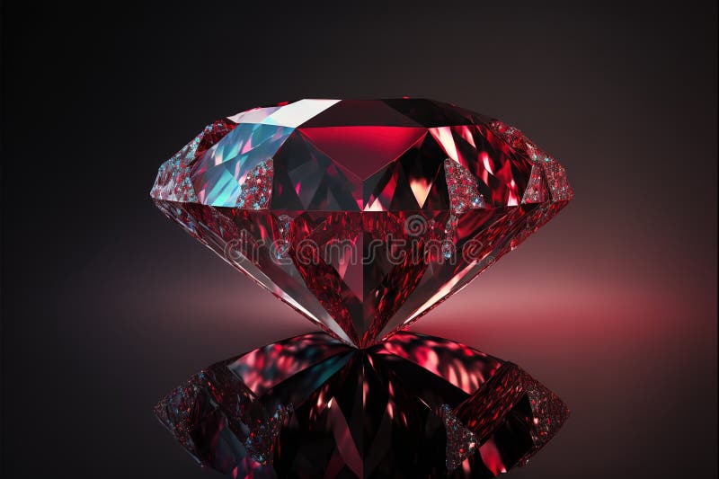 Ruby Gem Diamond Dark Reflection on Gradient Background 3d Rendering ...