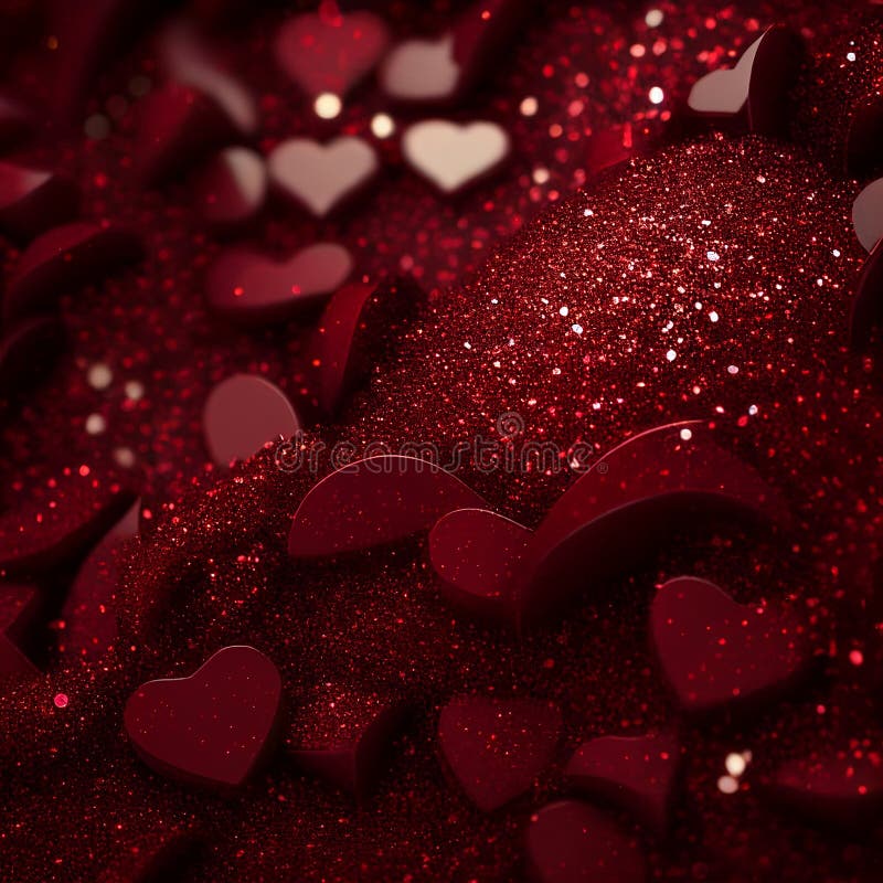 Ruby Glitter Heart Background, Ai Generation Stock Illustration ...