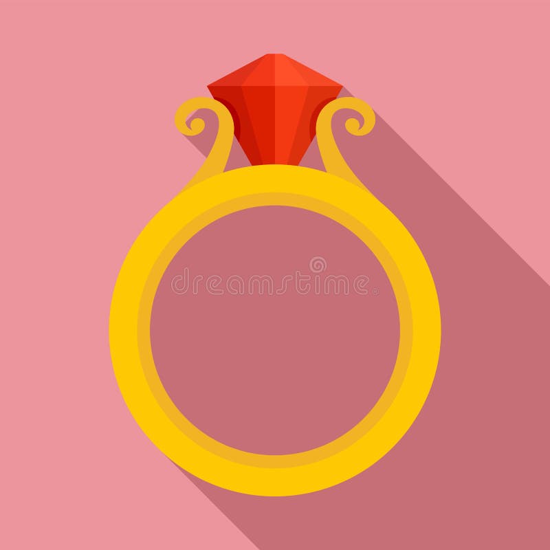 Ruby Gold Ring Icon, Flat Style Stock Vector - Illustration of ...