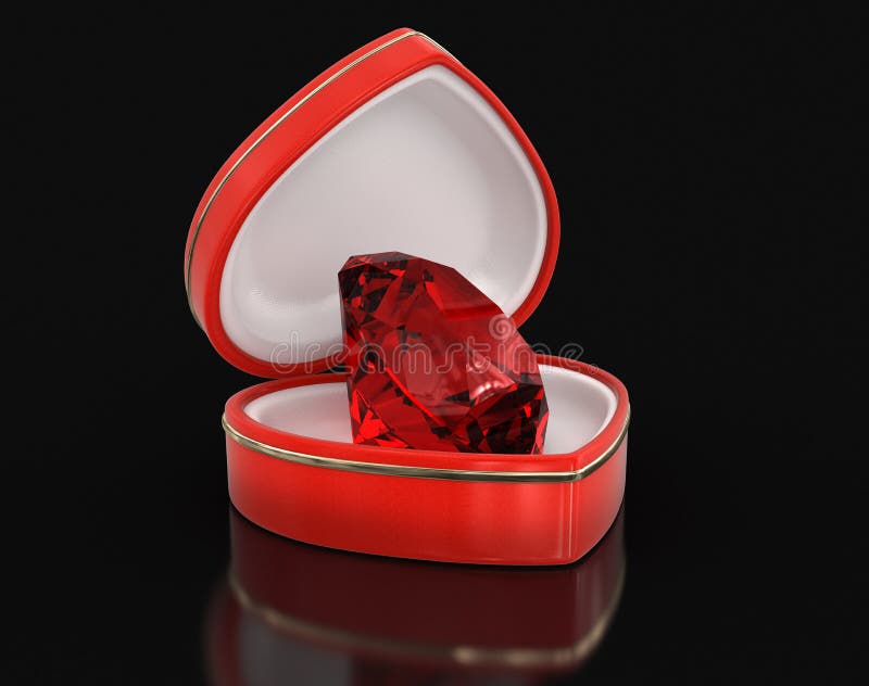 Ruby in the Heart Box (clipping Path Included) Stock Illustration ...