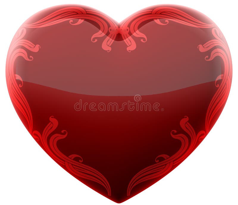 Ruby heart with ornament stock illustration. Illustration of valentines ...