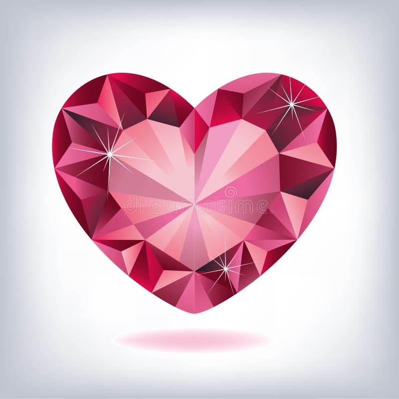 Red Ruby Heart Struck by Cupid Arrow Stock Vector - Illustration of ...