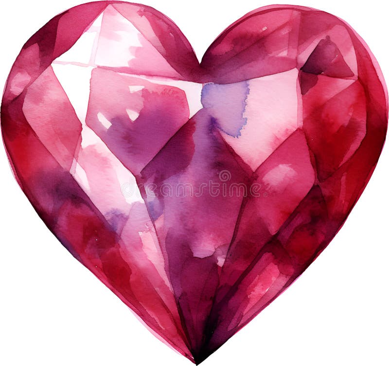 Ruby Heart Watercolor Clipart Stock Image - Illustration of jewel ...