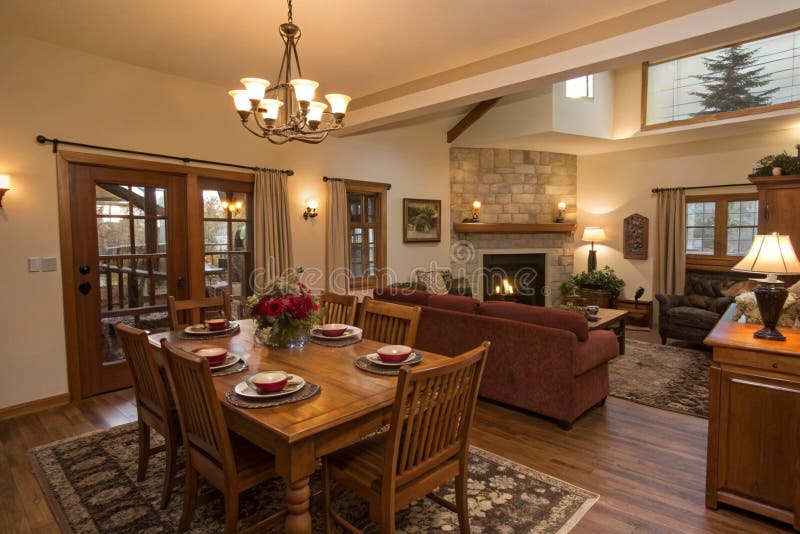 Ruby House Dining Room and Living Room Stock Illustration ...