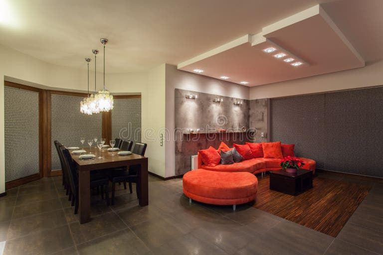 Ruby house - Living room stock photo. Image of chandelier - 28537494