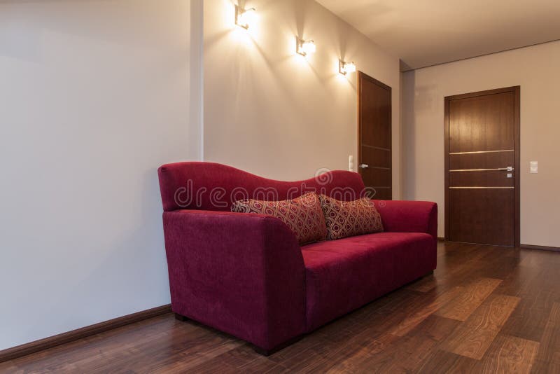 Ruby House - Original Purple Couch Stock Photo - Image of living ...