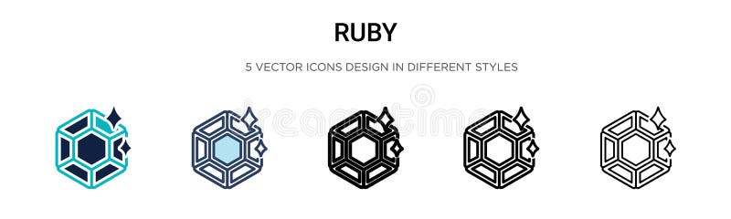 Ruby Outline Vector Icon. Thin Line Black Ruby Icon, Flat Vector Simple ...