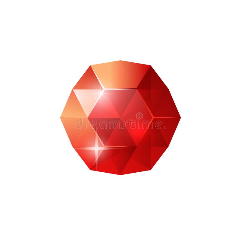 Ruby Jewelry Gem or Crystal Icon or Game Button Vector Illustration ...