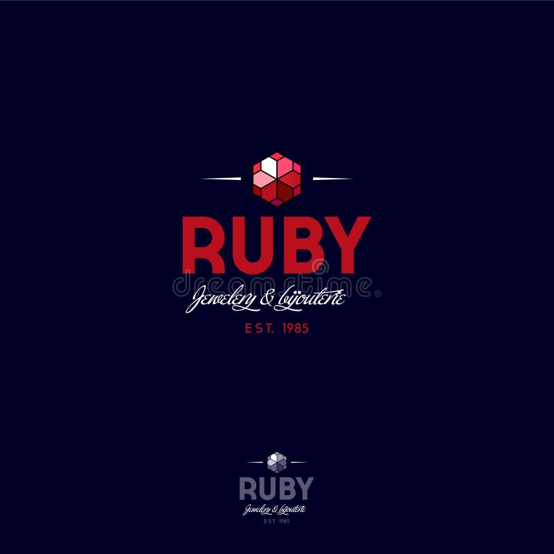 Ruby Logo. Red Crystals and Chain with Letters. Premium Jewelry Emblem ...