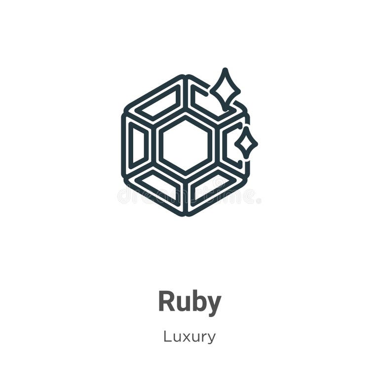 Ruby Outline Vector Icon. Thin Line Black Ruby Icon, Flat Vector Simple ...