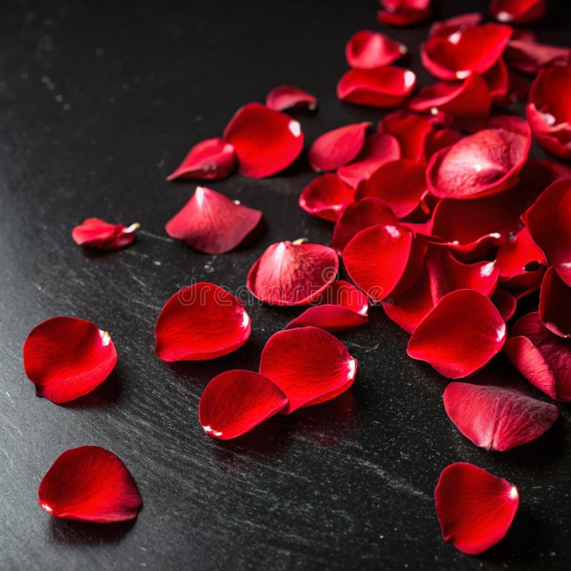 Ruby Petals on Black Background Stock Illustration - Illustration of ...