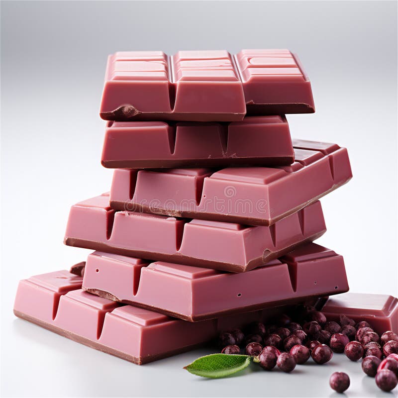 Ruby Pink Chocolate with Pepper Bars on White Background Stock Photo ...